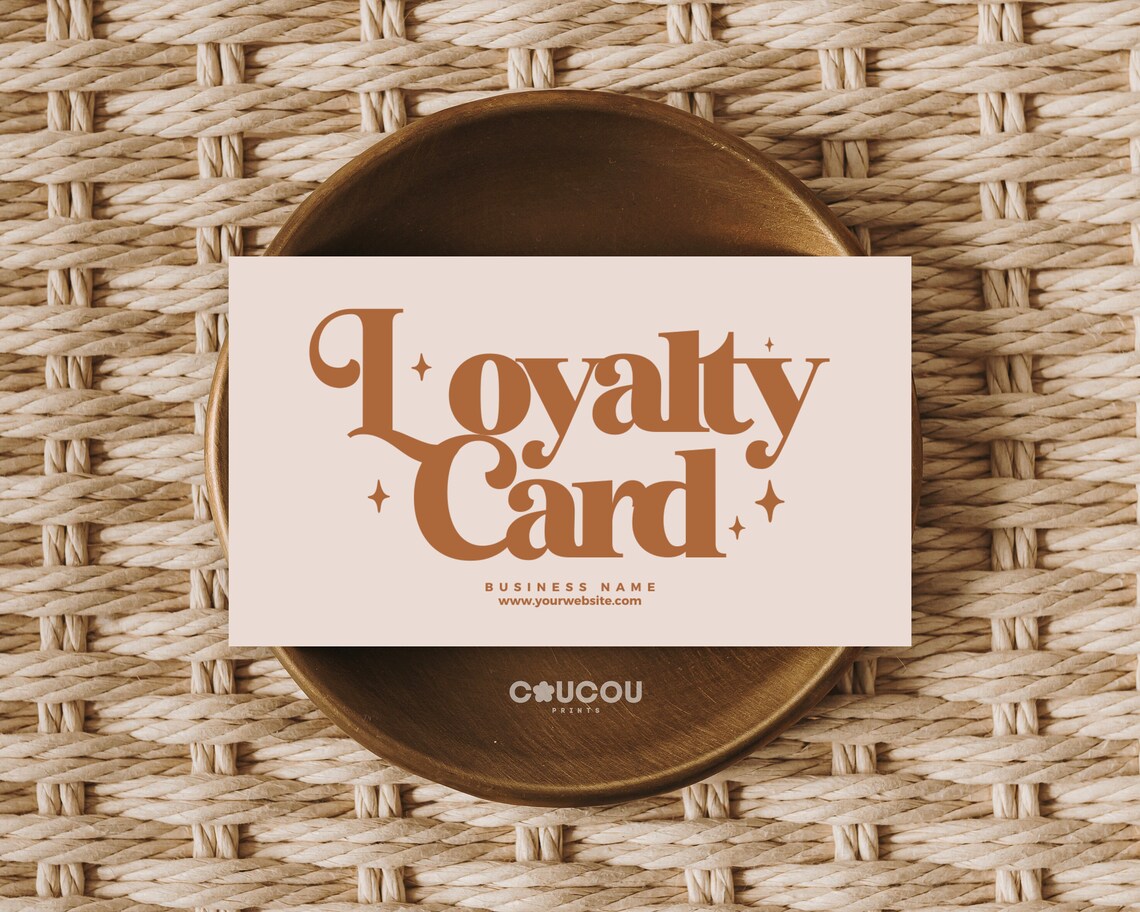 Retro Loyalty Card Template Canva, Printable Rewards Card Design, DIY ...