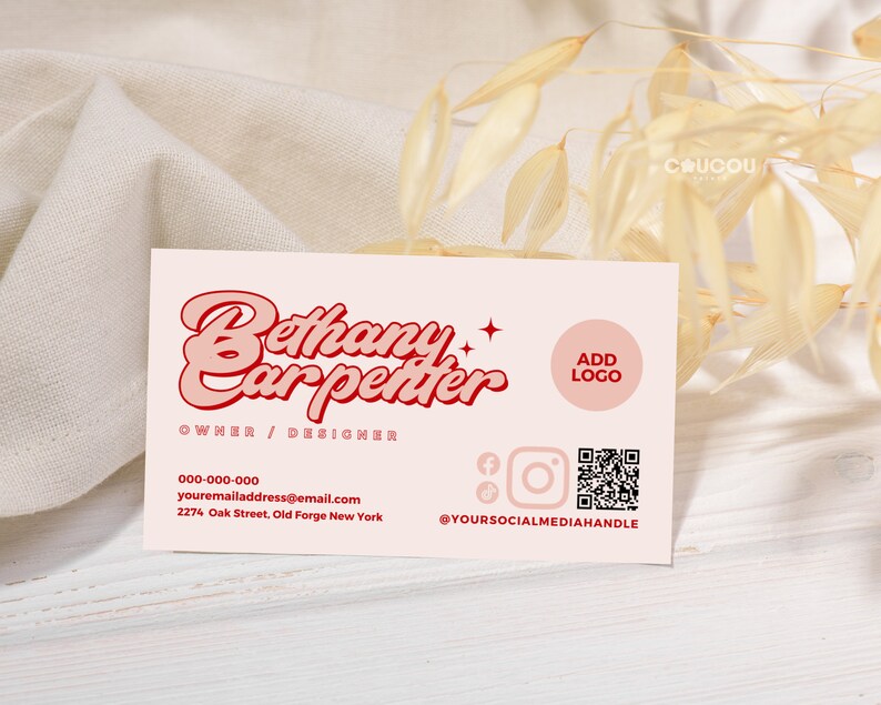 Editable Business Card Template QR Code DIY Calling Card - Etsy