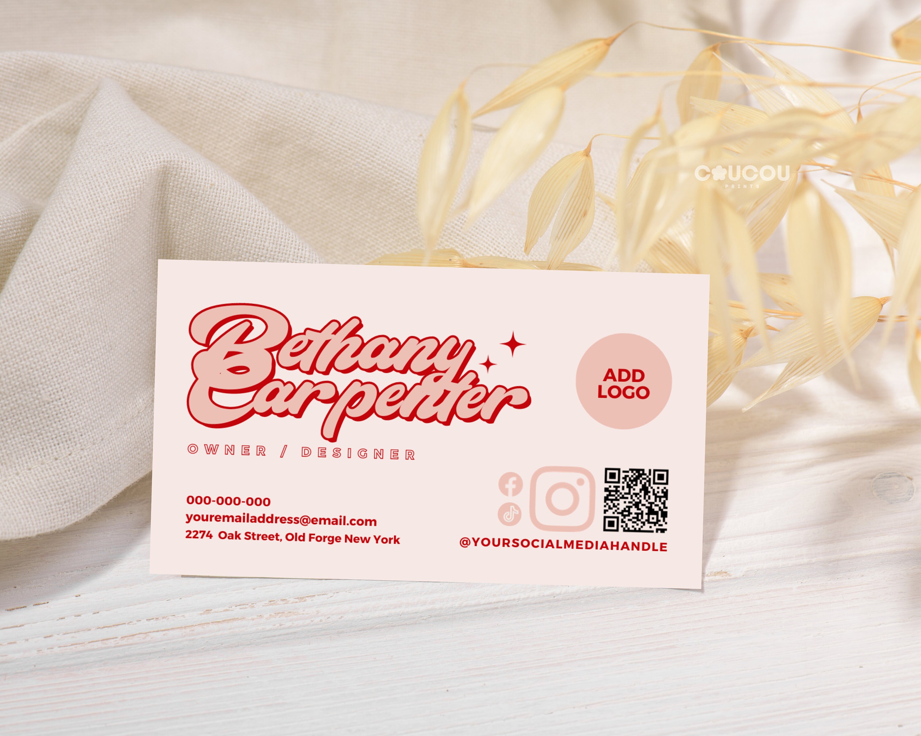 Editable Business Card Template QR Code DIY Calling Card - Etsy