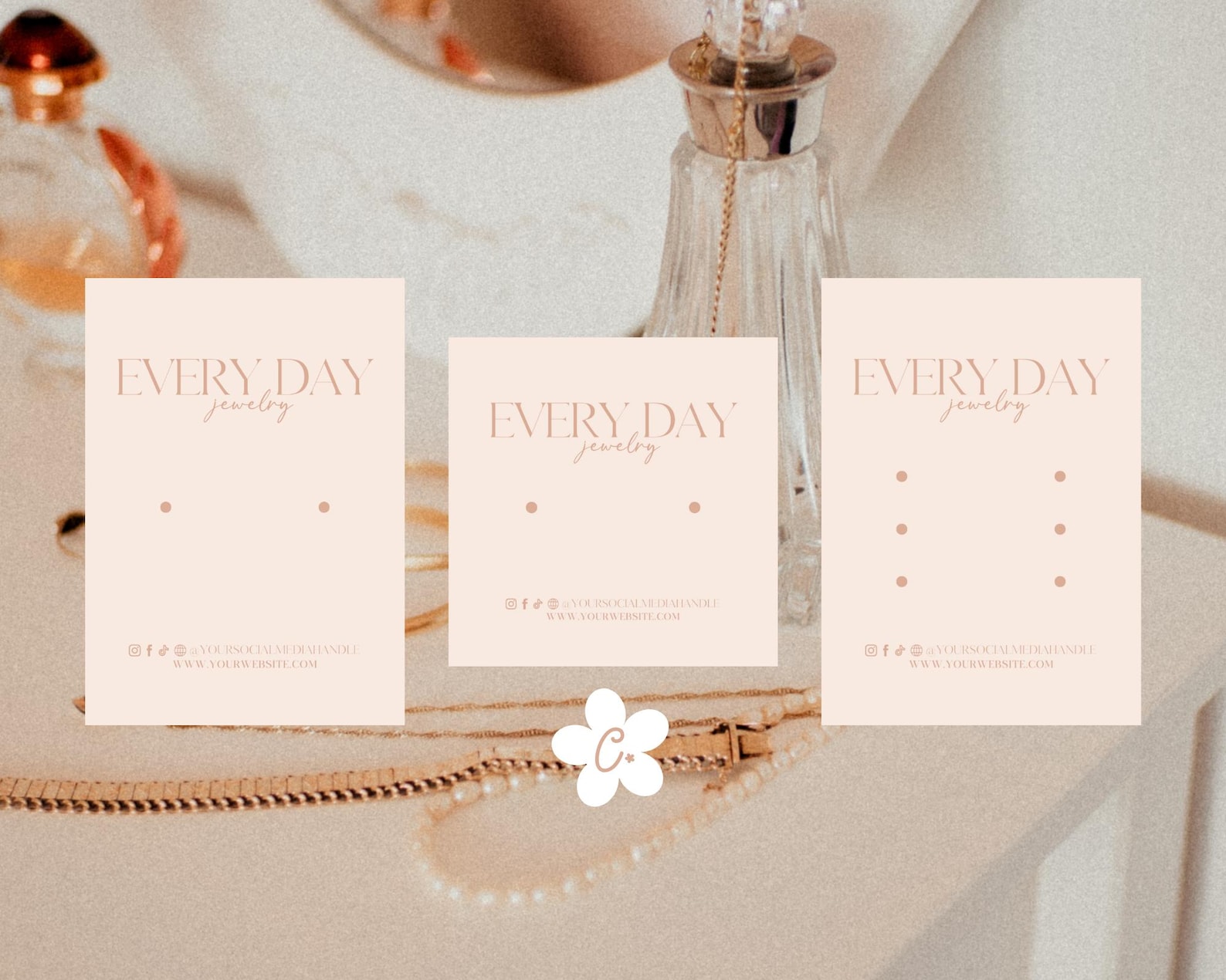 Editable Minimalist Jewelry Display Card, Necklace Display Card ...