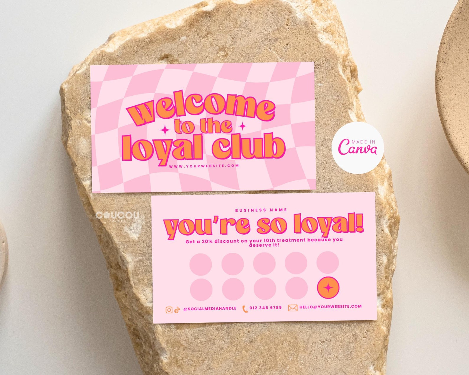 Retro Loyalty Card Template Canva, Printable Rewards Card Design, DIY ...