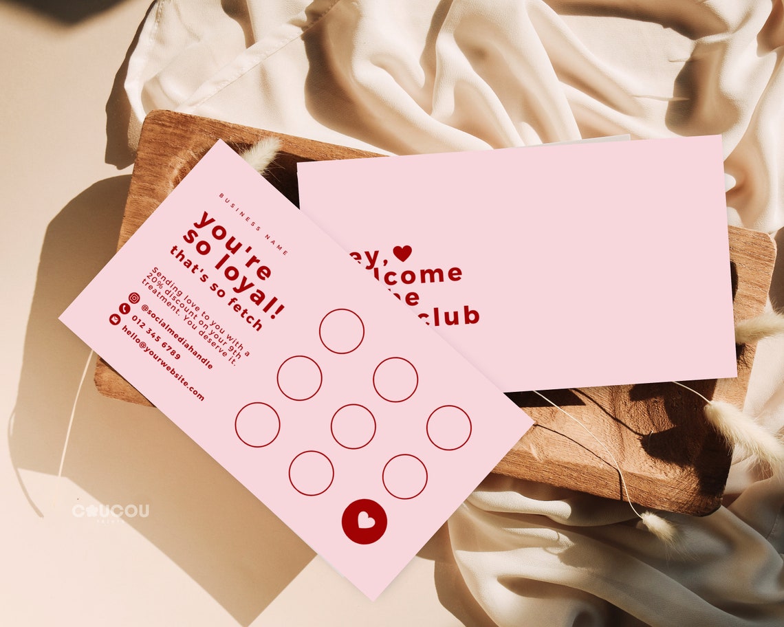 Loyalty Card Template Editable, Pink Loyalty Rewards Card Design, DIY ...
