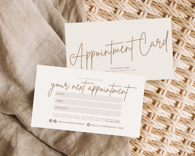 Appointment Card Template, Printable Booking Reminder, Custom Next ...