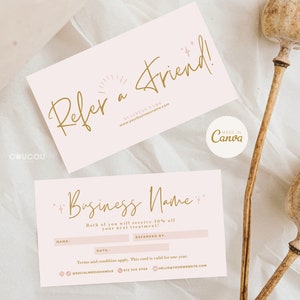 Printable Referral Card Template, Editable Refer a Friend Card, Salon Loyalty Rewards Card ...