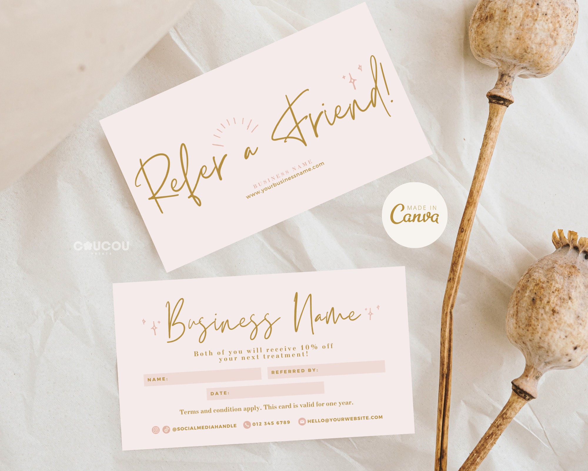 Printable Referral Card Template, Editable Refer a Friend Card, Salon ...