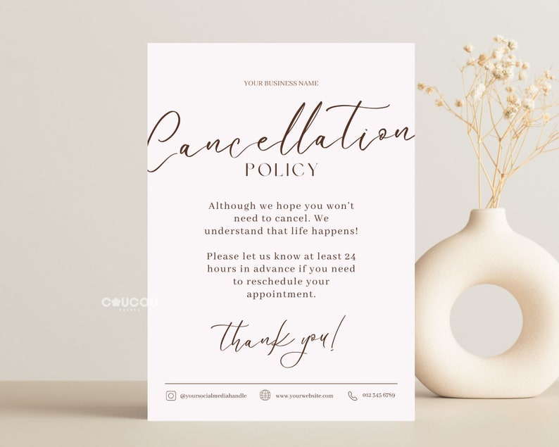 Editable Cancellation Policy Form, Modern Policy Template, Cancelation ...