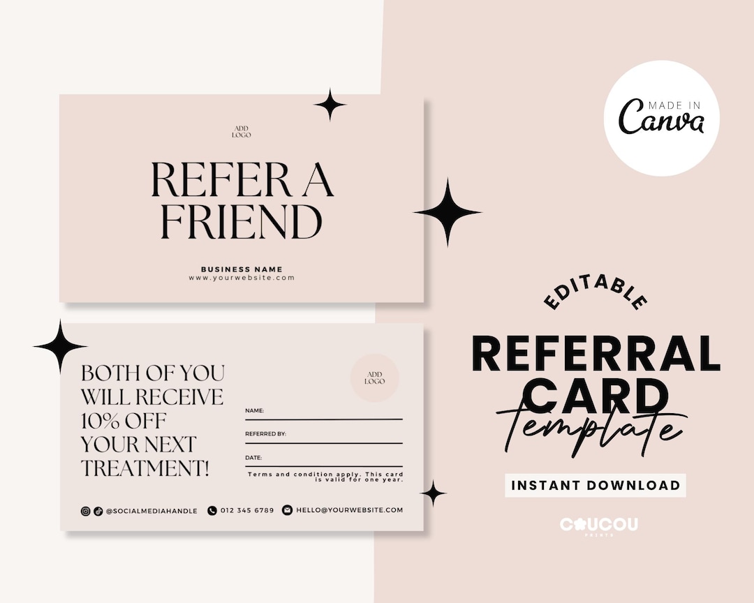 Editable Referral Card Template, Refer a Friend Template, Customer ...