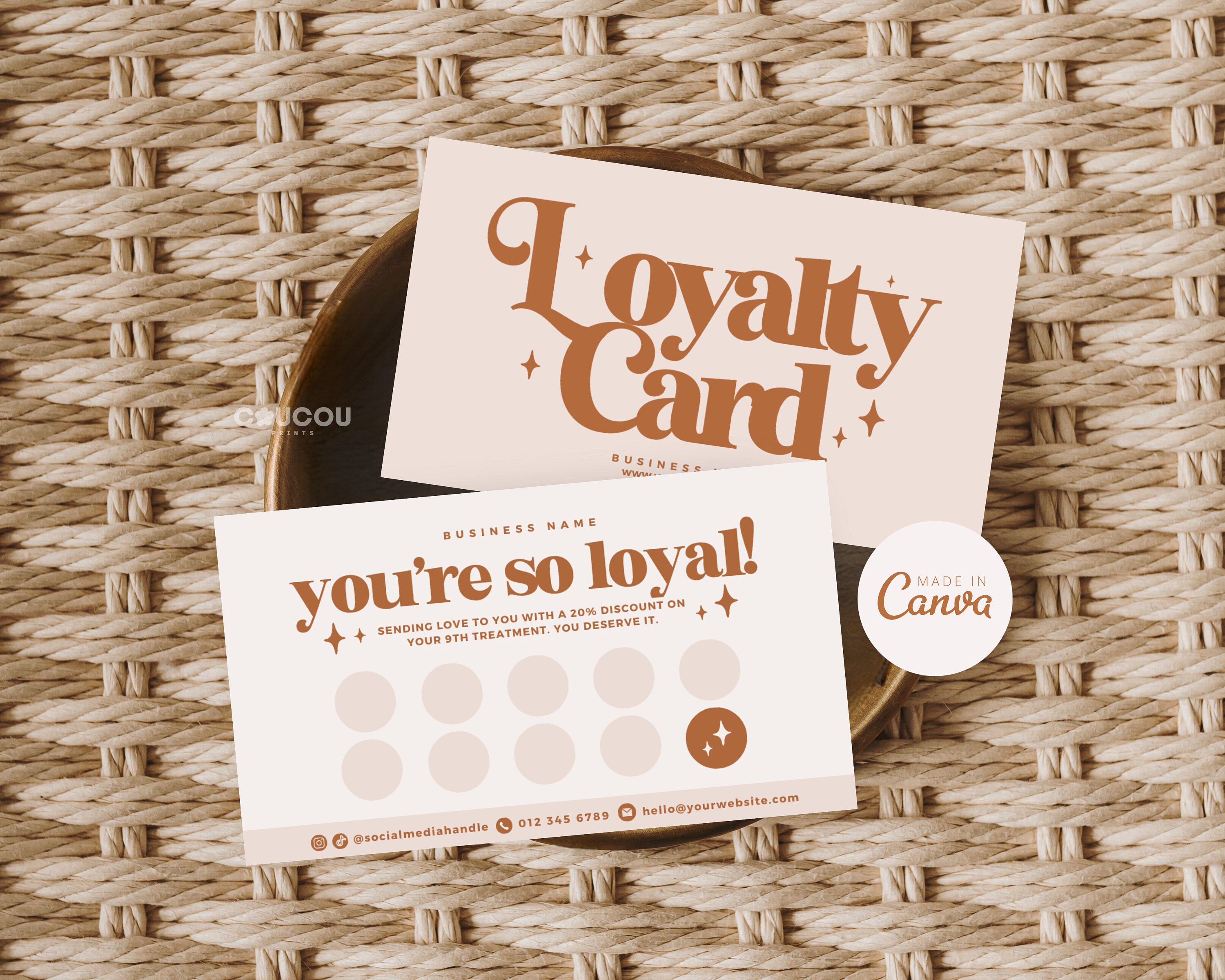 Retro Loyalty Card Template Canva, Printable Rewards Card Design, DIY Modern Customer Loyalty ...