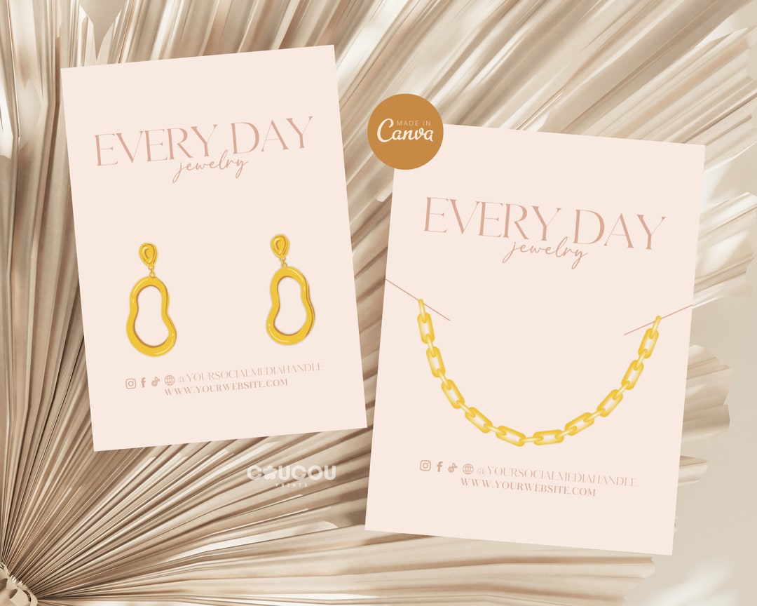 Editable Minimalist Jewelry Display Card, Necklace Display Card ...