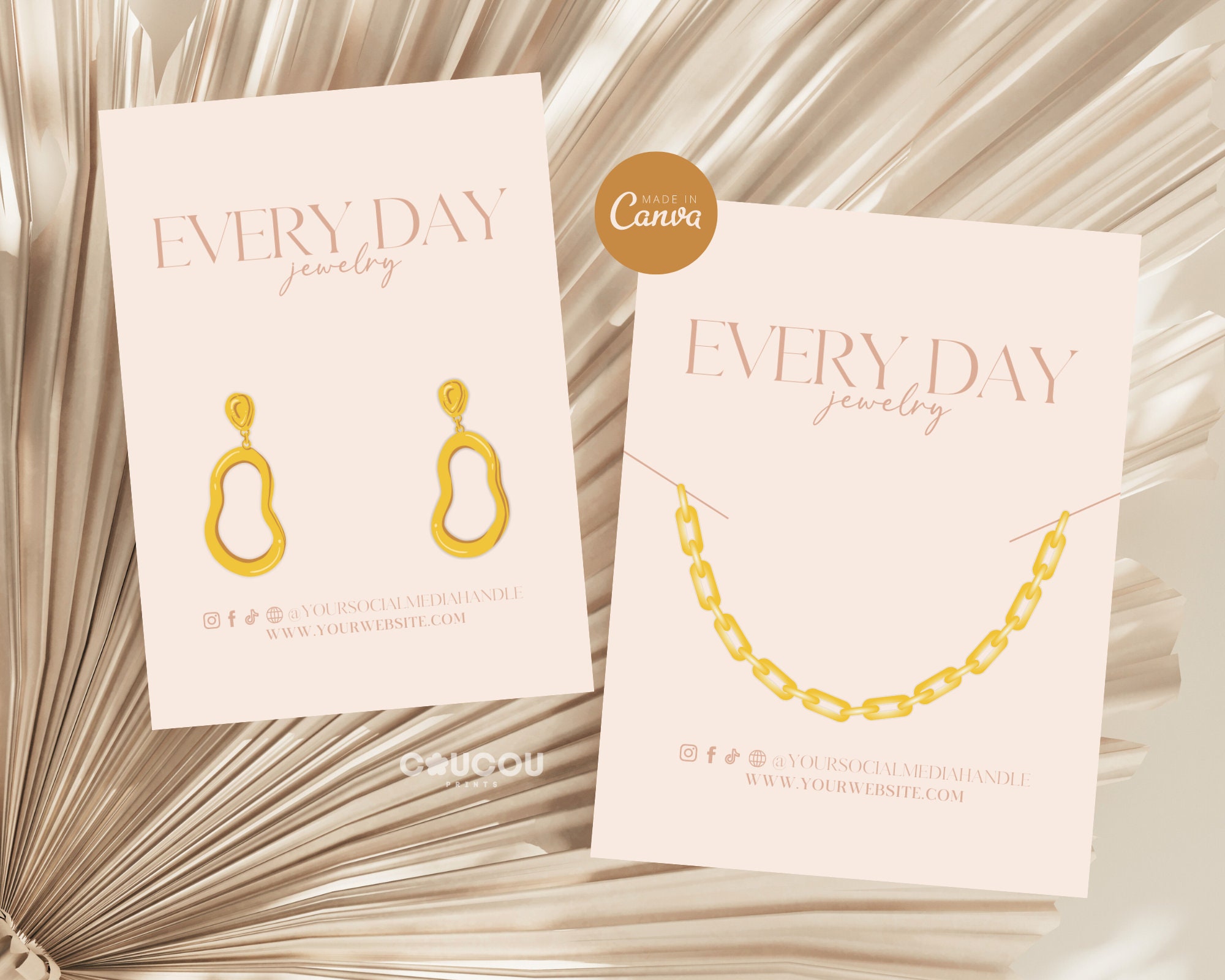 Editable Minimalist Jewelry Display Card, Necklace Display Card ...