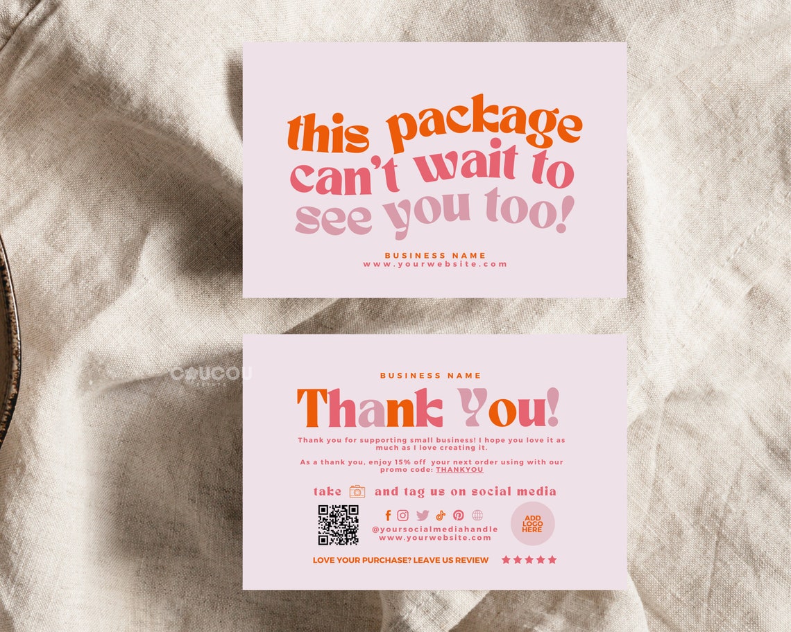 Retro Business Thank You Card Template, Editable Thanks for Your ...