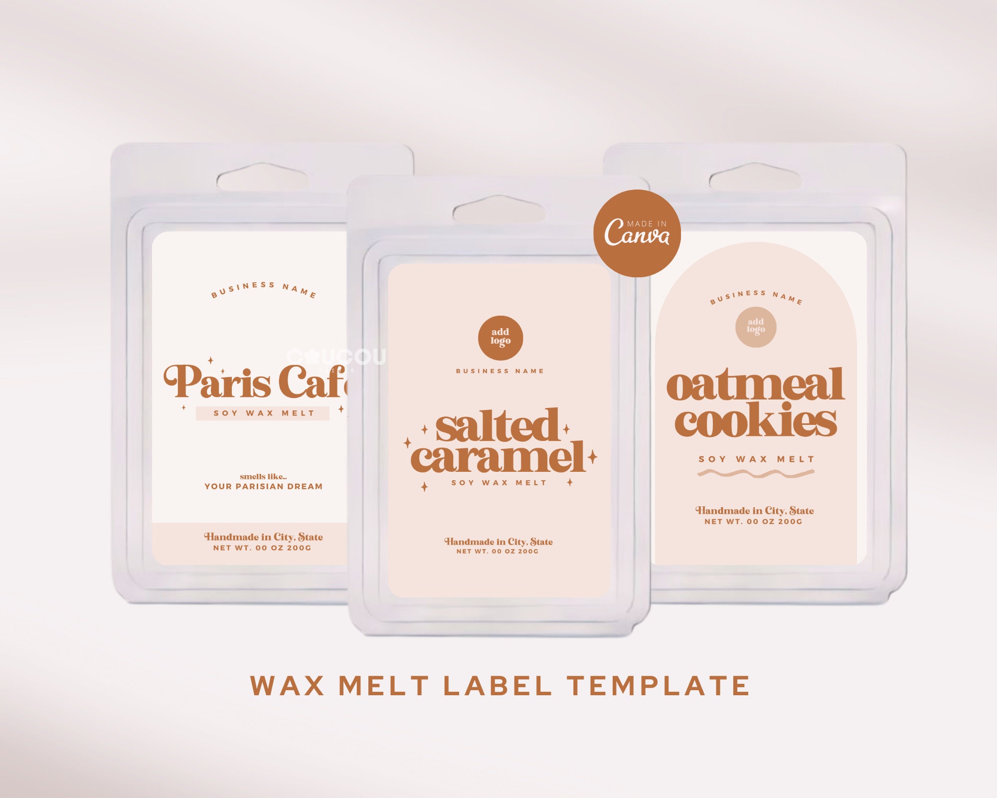 Modern Wax Melt Label Template, Boho Custom Wax Tart Label Design, Pre ...