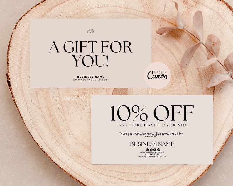 Printable Coupon Card Template, Editable Business Coupon Canva Card ...