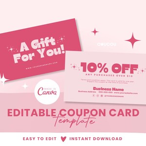 Pink Retro Coupon Card Template, Printable Business Coupon Canva Card ...