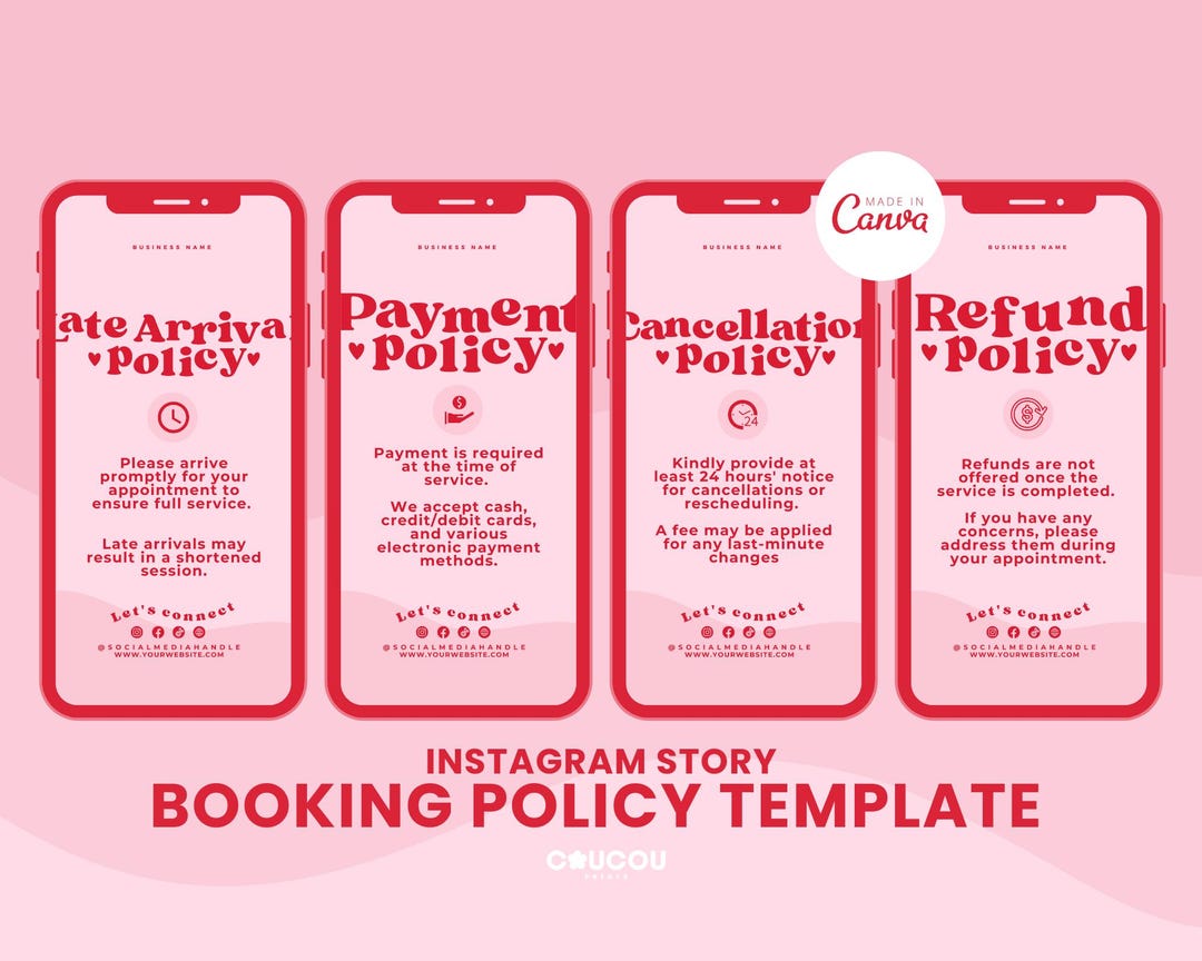 Booking Policy Template Canva, Instagram Story Payment Policy, Refund ...