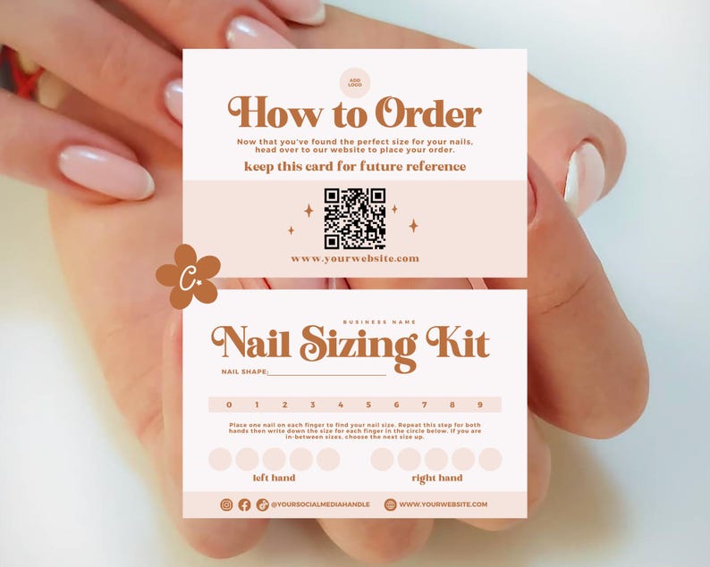 Press on Nails Template Card, Printable False Nail Sizing Kit Design ...