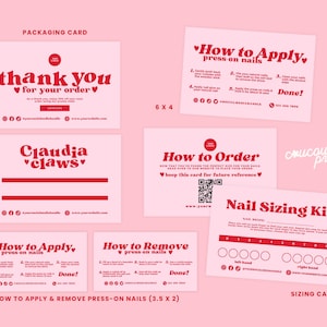 Pink Press on Nail Business Bundle, Nails Product Packaging Card, How ...