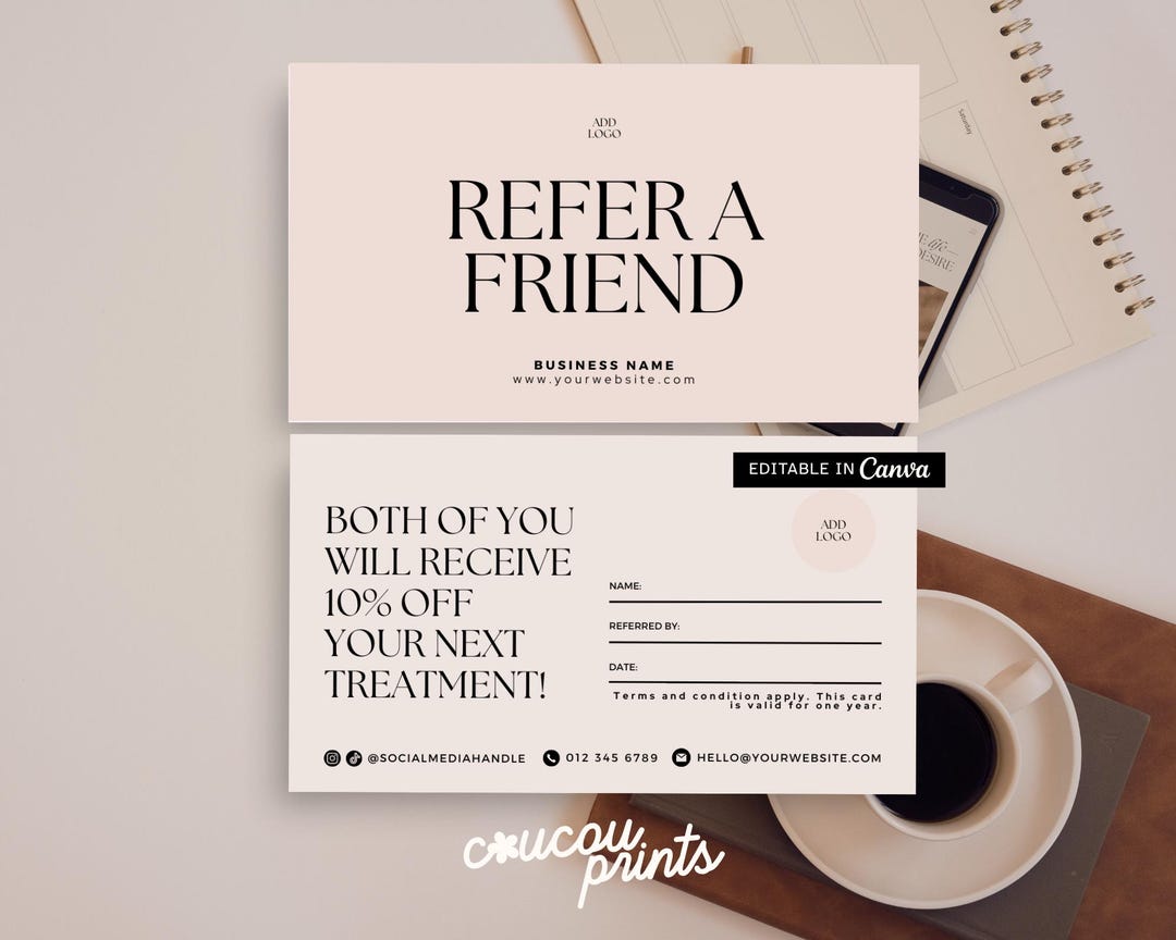 Editable Referral Card Template, Refer a Friend Template, Customer ...