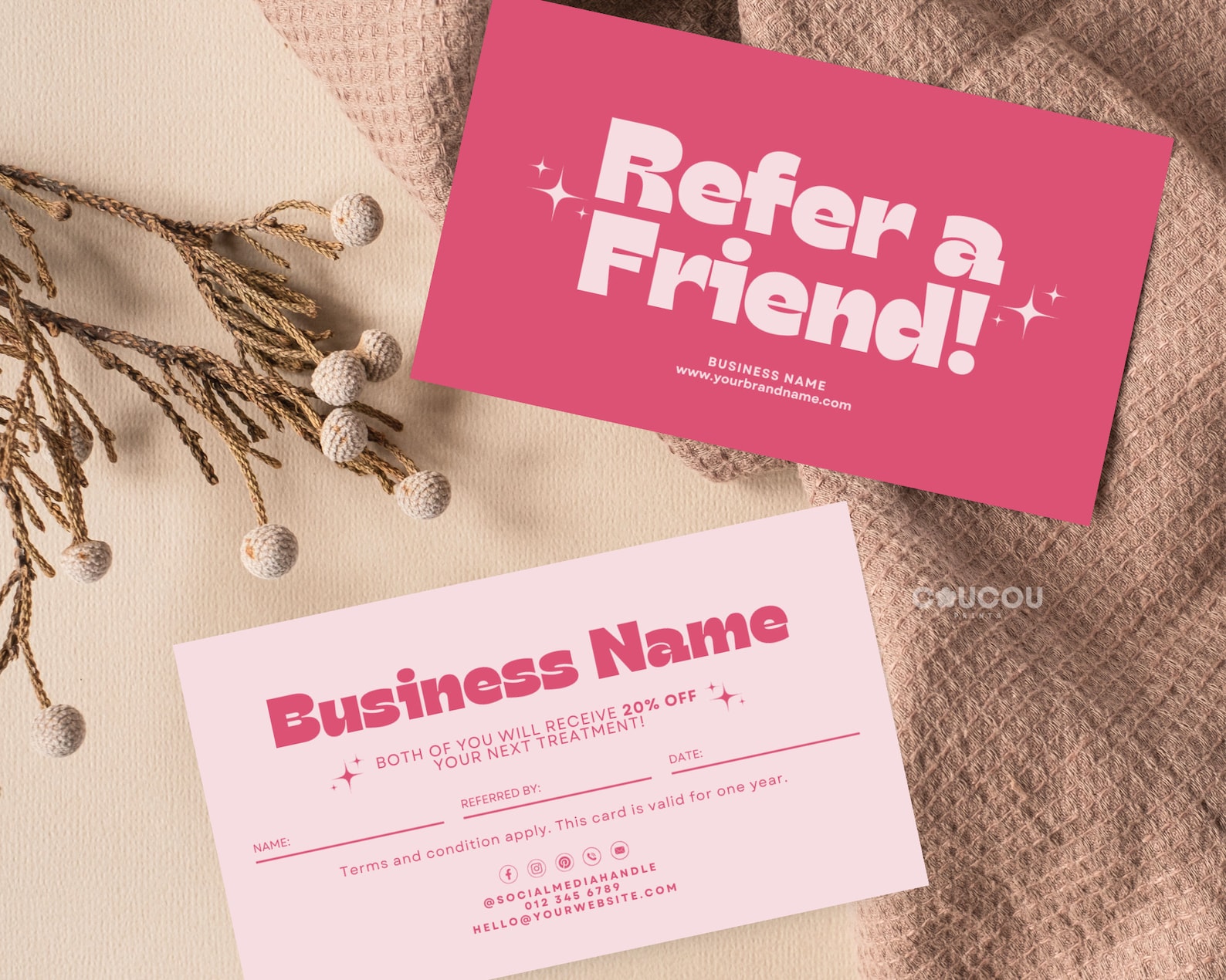 Referral Card Template Refer a Friend Card Loyalty Reward - Etsy