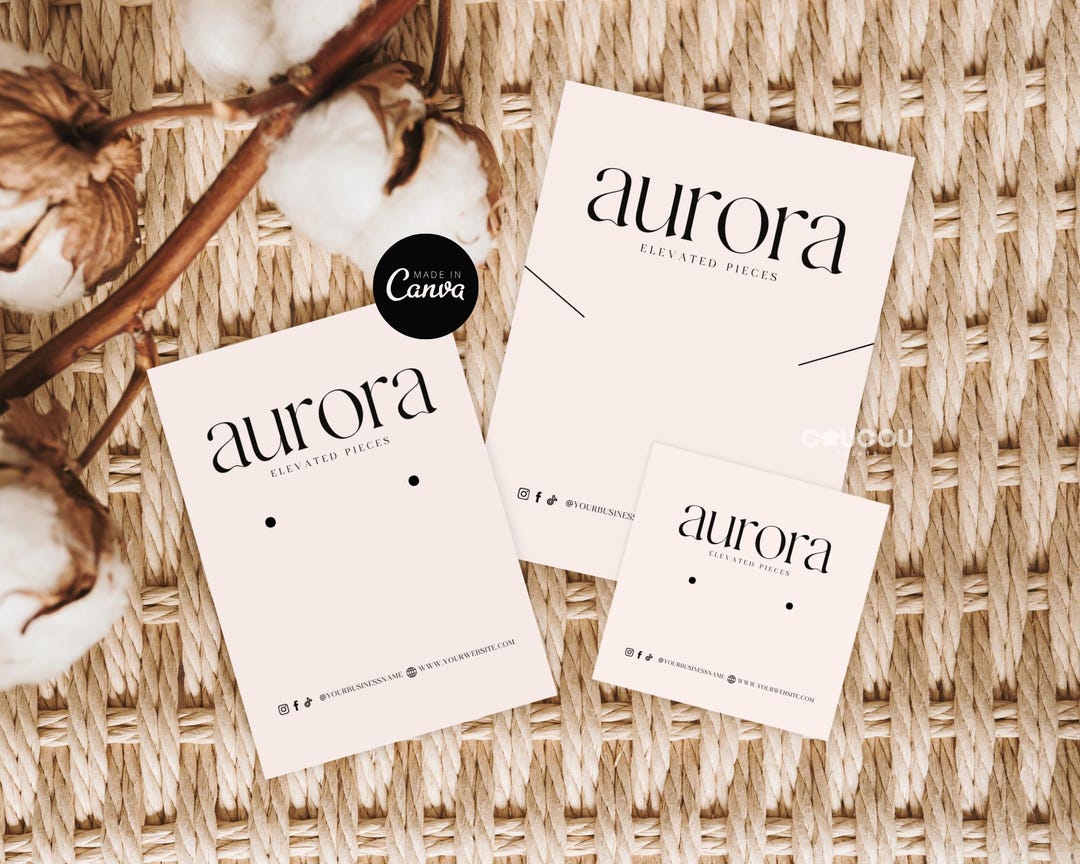 Custom Jewelry Display Card Template, DIY Editable Earring Card ...