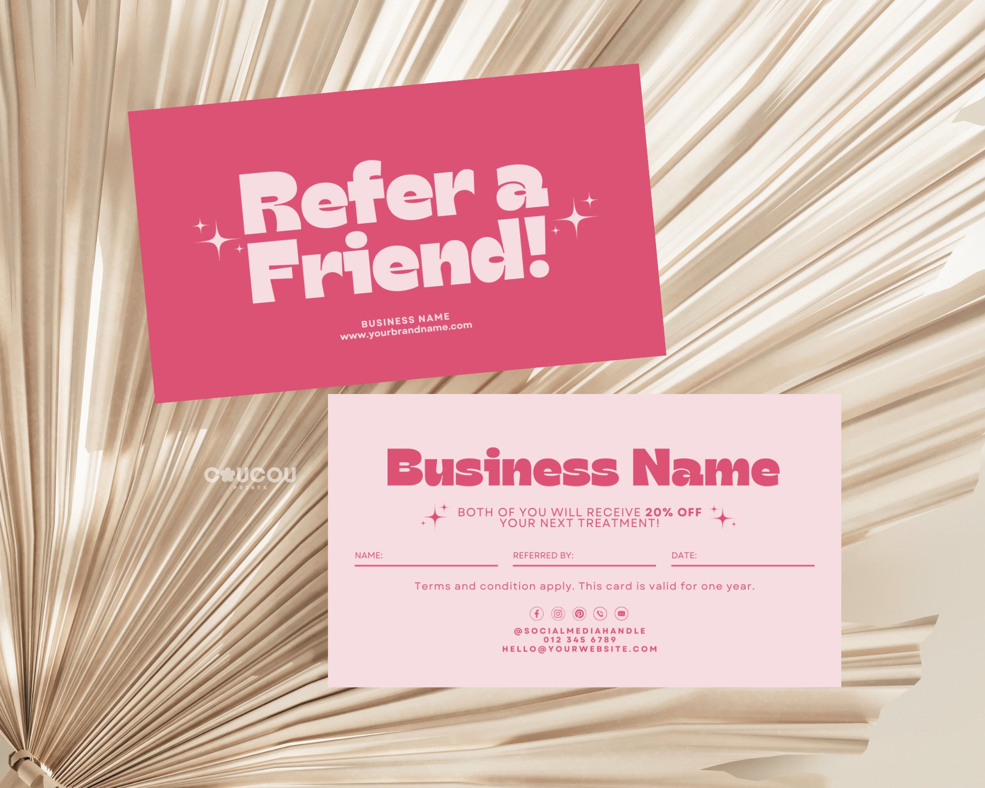 Referral Card Template Refer a Friend Card Loyalty Reward - Etsy