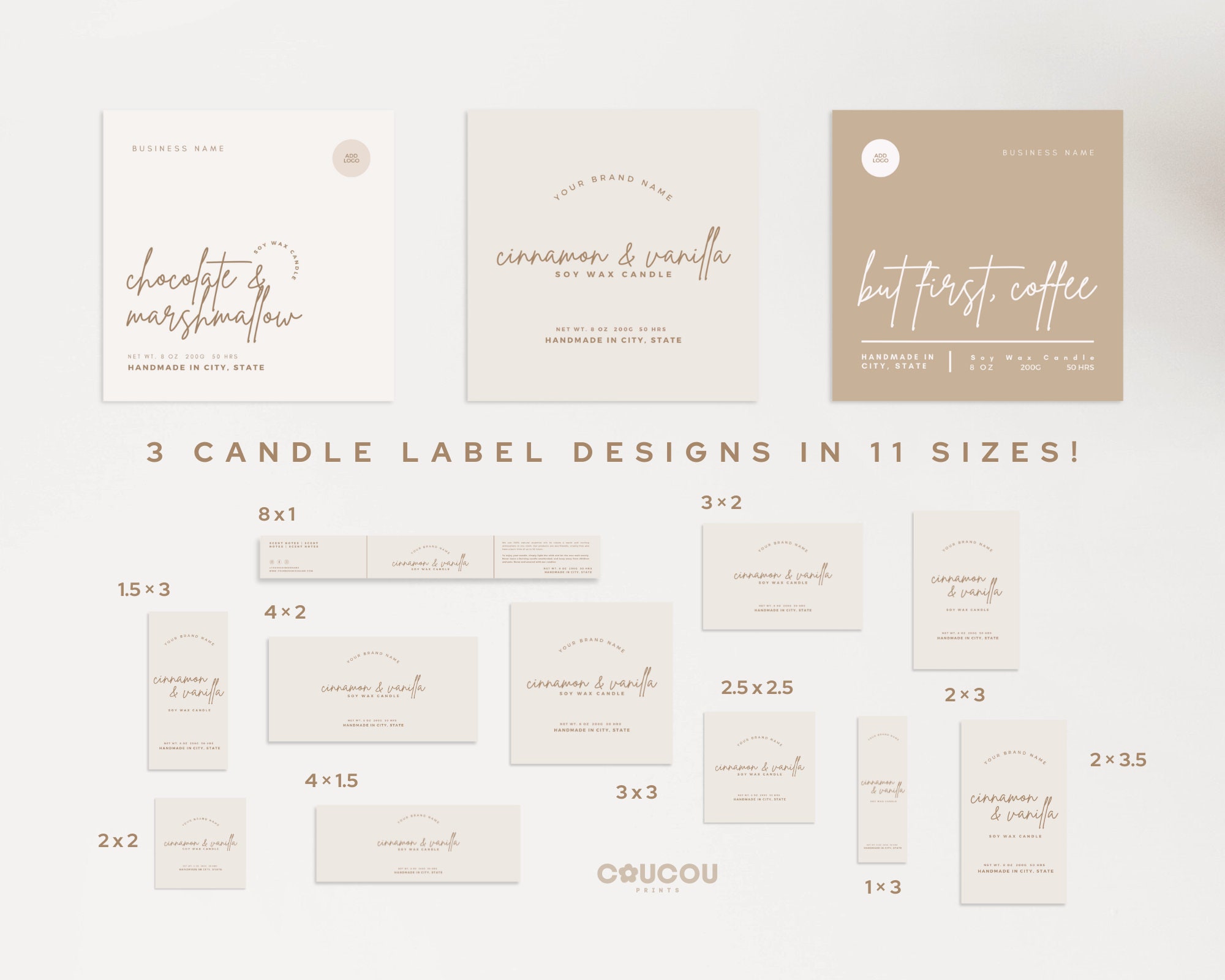 Candle Business Bundle, Editable Candle Labels, Care Instructions Card ...