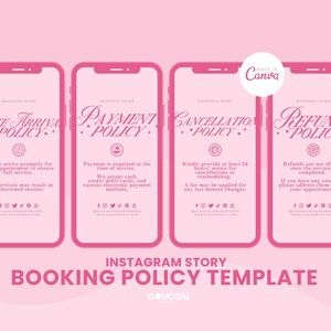 Pink Booking Policy Template Canva, Instagram Story Payment Policy ...