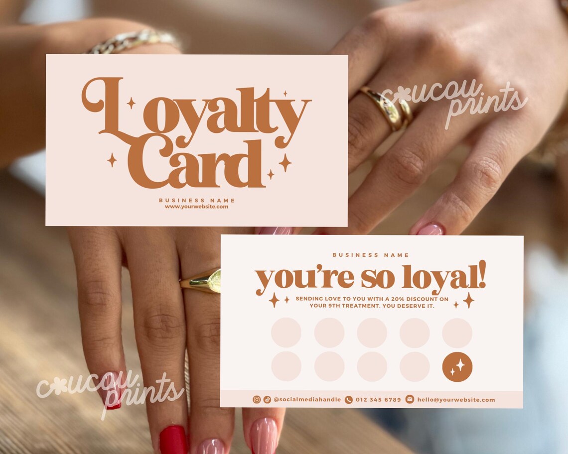 Retro Loyalty Card Template Canva, Printable Rewards Card Design, DIY ...