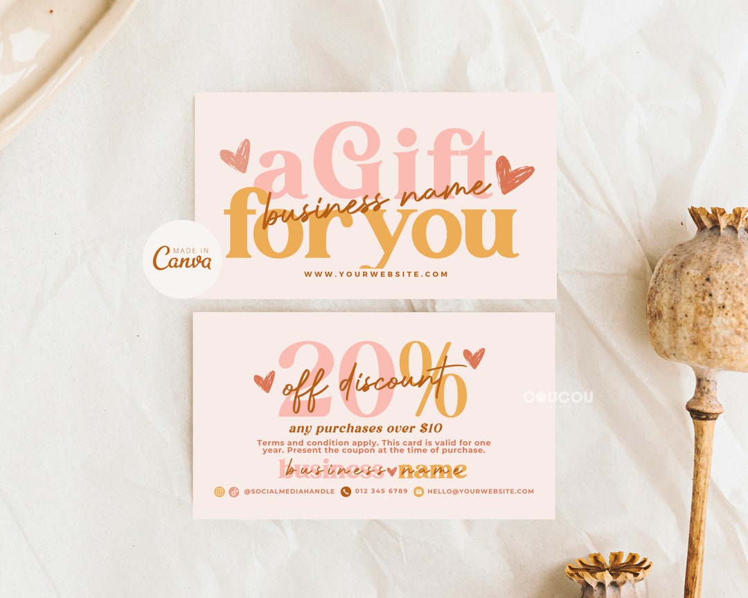 Editable Coupon Card Template, Business Coupon Canva Card, Printable ...