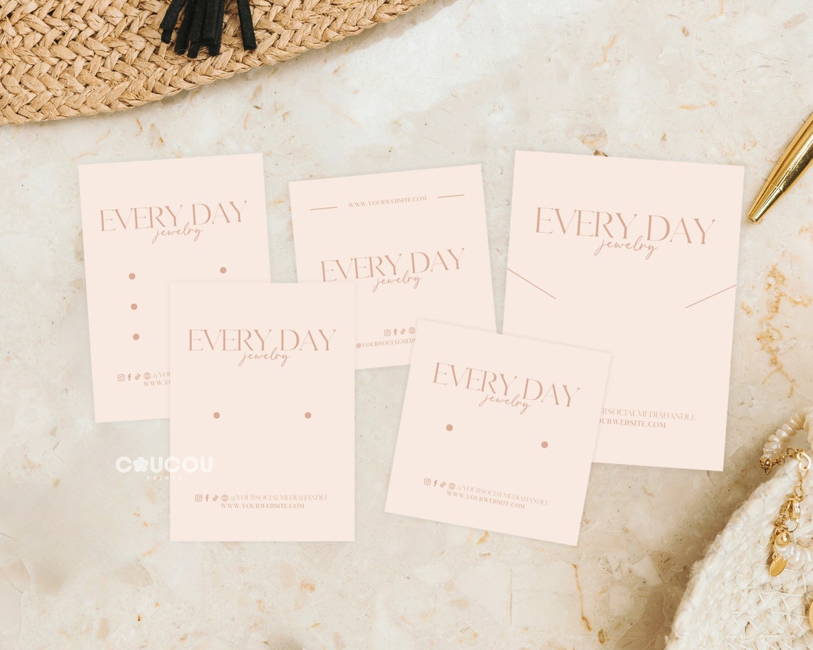 Editable Minimalist Jewelry Display Card, Necklace Display Card ...