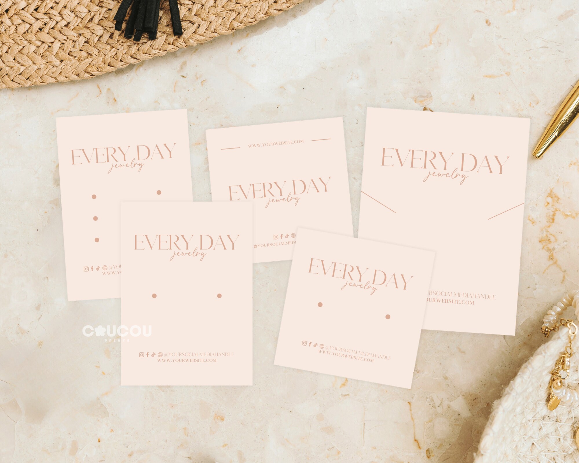 Editable Minimalist Jewelry Display Card, Necklace Display Card ...