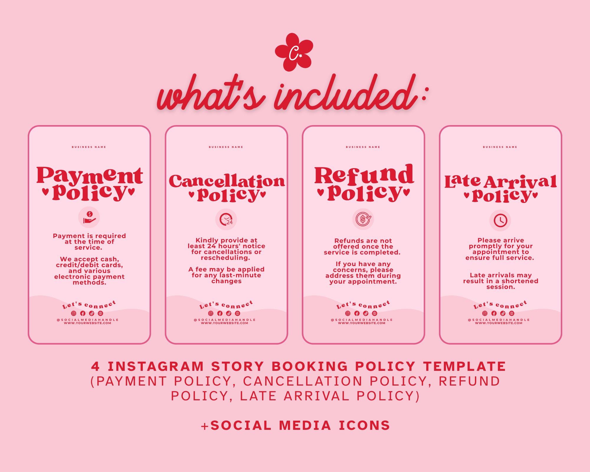 Booking Policy Template Canva, Instagram Story Payment Policy, Refund ...