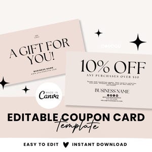 Printable Coupon Card Template, Editable Business Coupon Canva Card ...