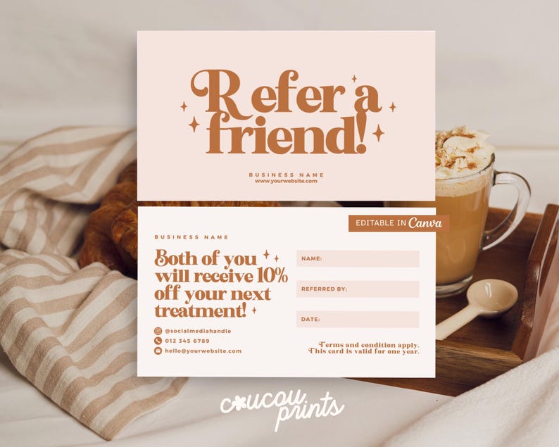 Editable Refer a Friend Card, Customer Loyalty Reward Card, Referral ...