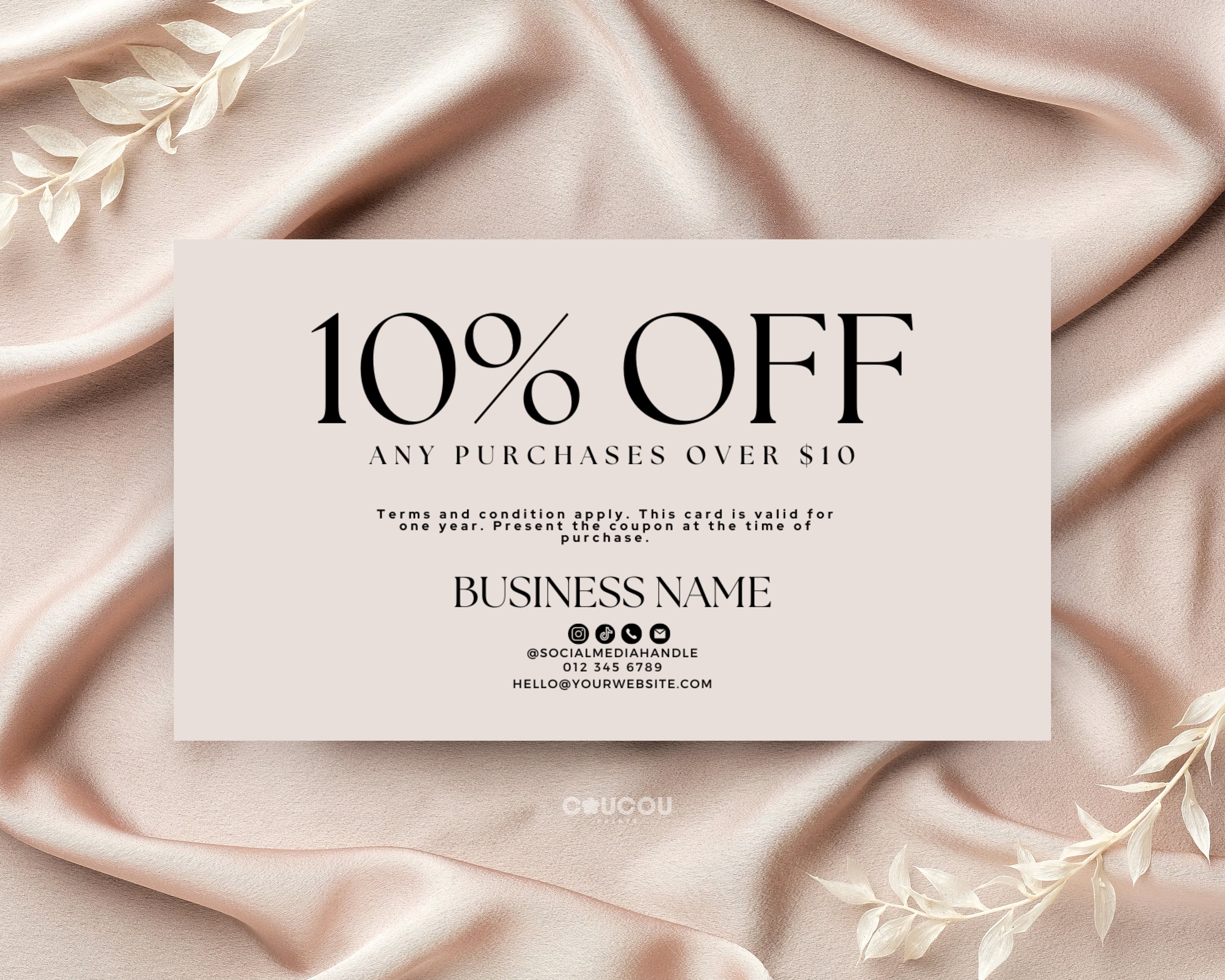 Printable Coupon Card Template, Editable Business Coupon Canva Card ...