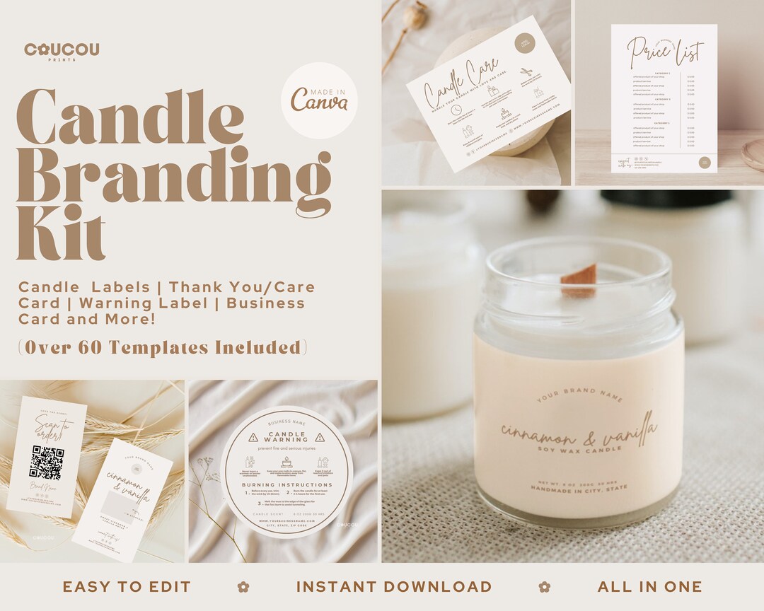 Editable Candle Branding Kit Candle Business Starter Kit Diy Candle