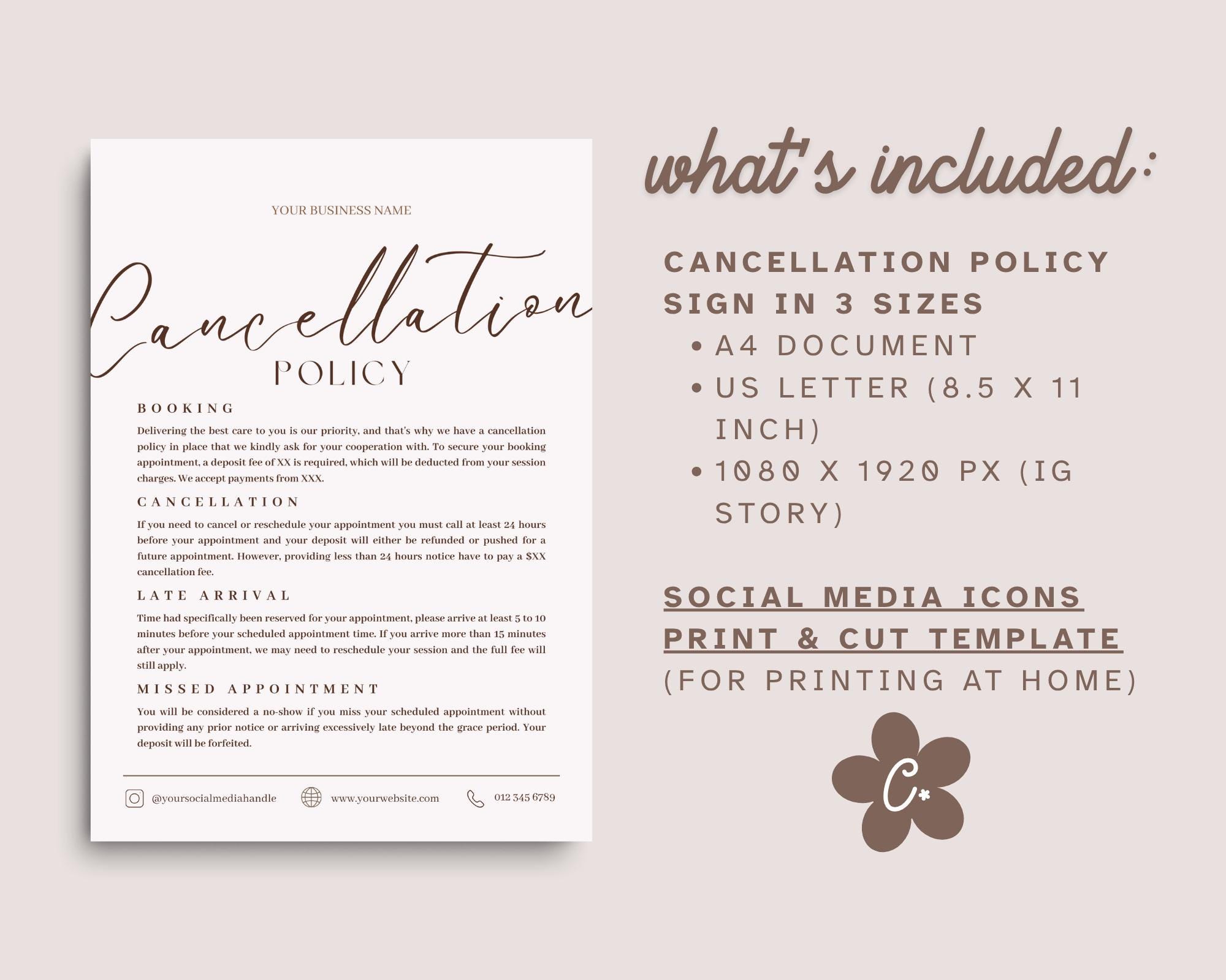 Editable Cancellation Policy Form, Modern Policy Template, Cancelation ...