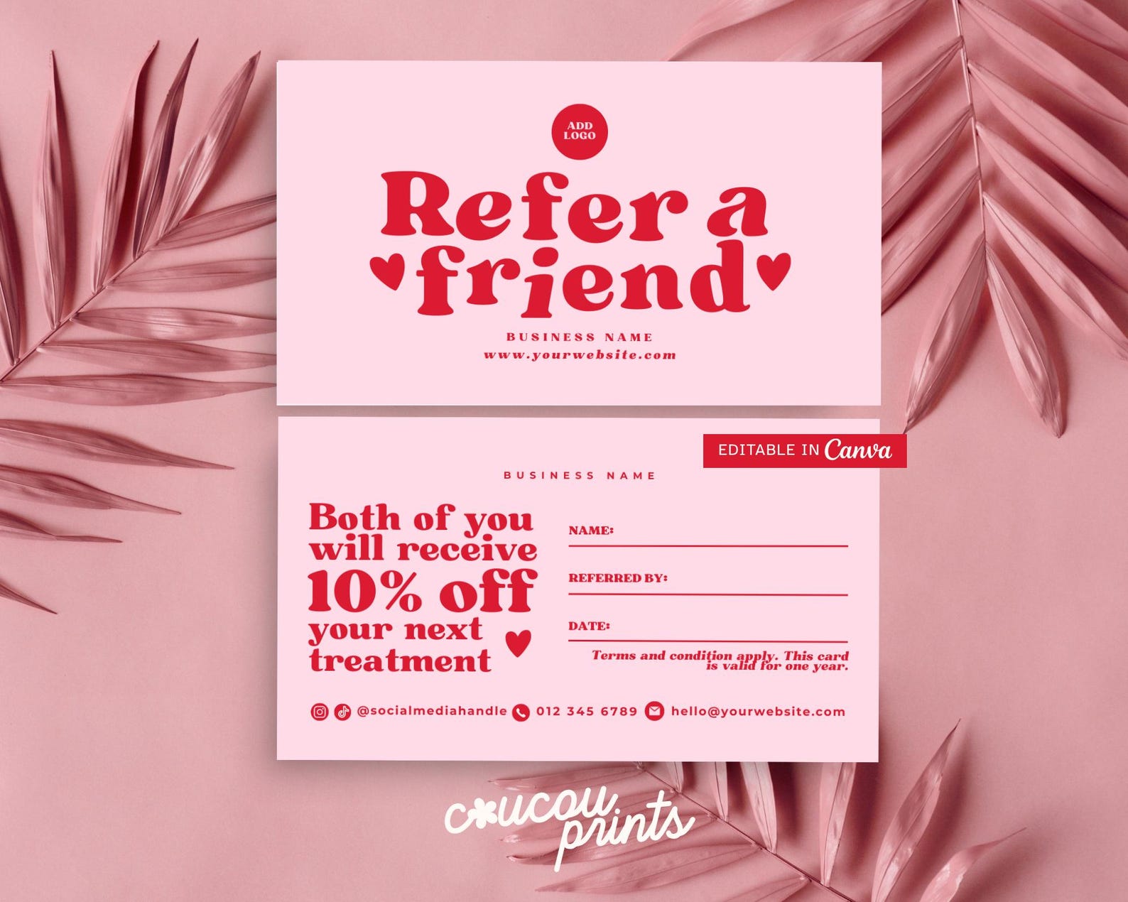 Editable Referral Card Template, Refer a Friend Template, Customer ...