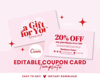 Printable Coupon Card Template, Boho Business Coupon Canva Template ...