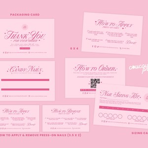 Pink Press on Nail Business Bundle, Nails Product Packaging Card, How ...