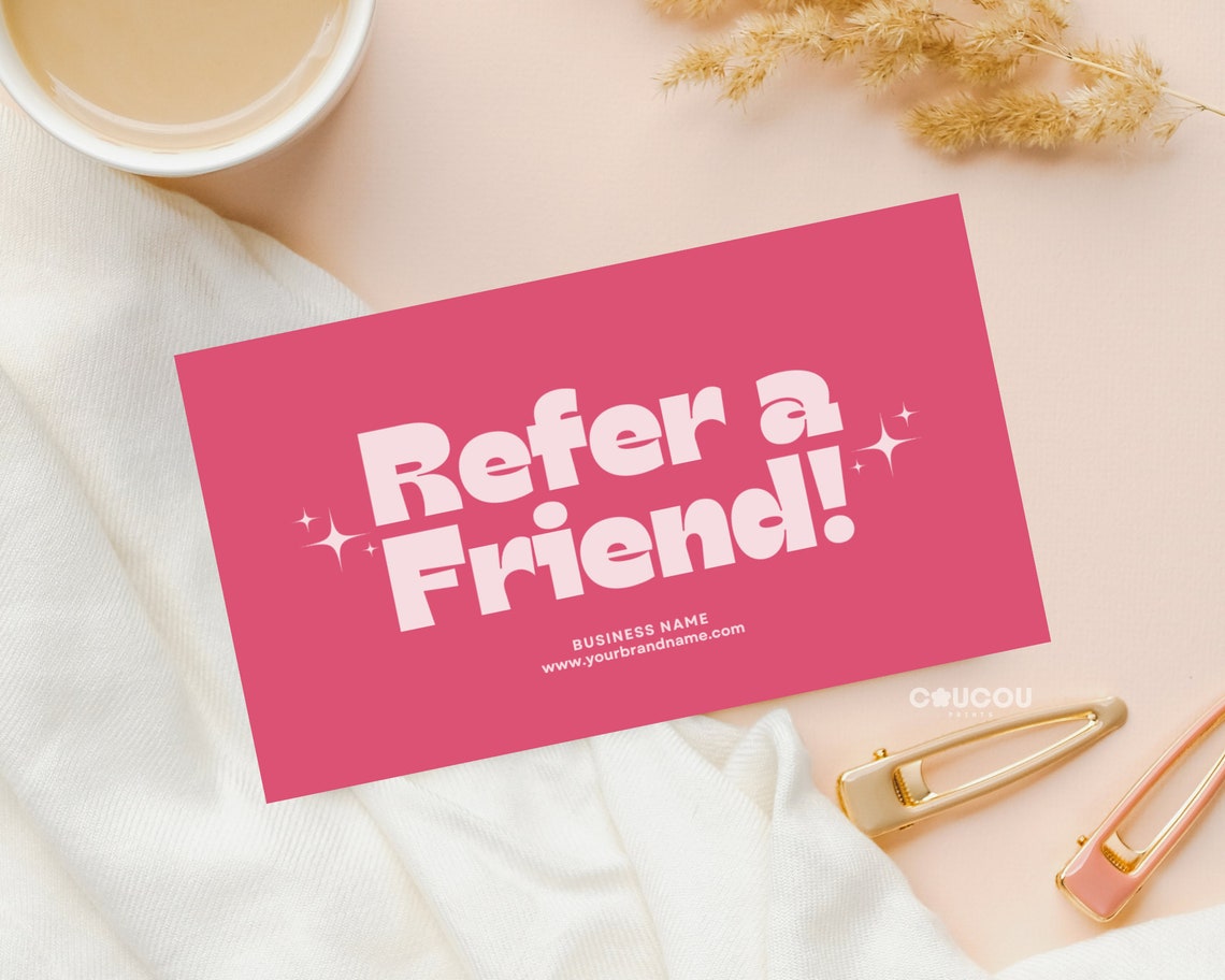 Referral Card Template Refer a Friend Card Loyalty Reward - Etsy