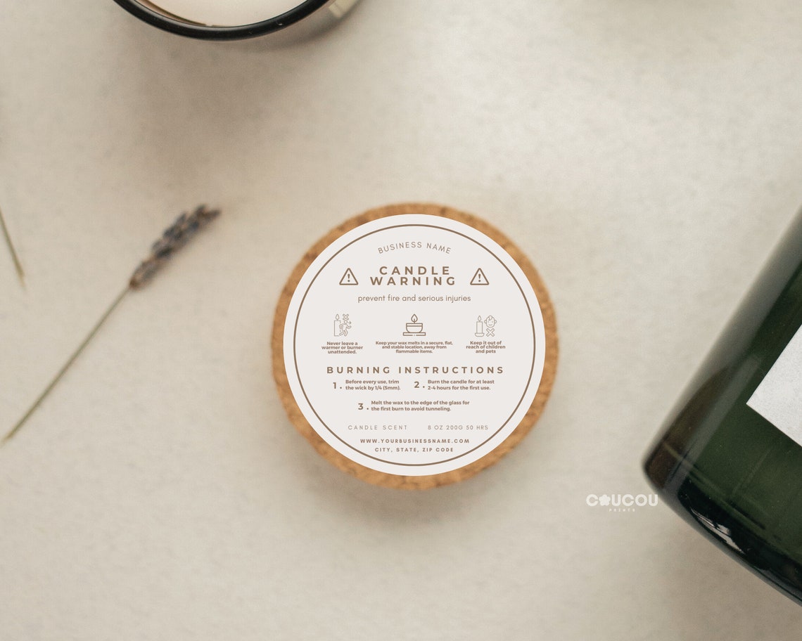 Editable Candle Warning Label Canva Template, Printable Candle Safety ...