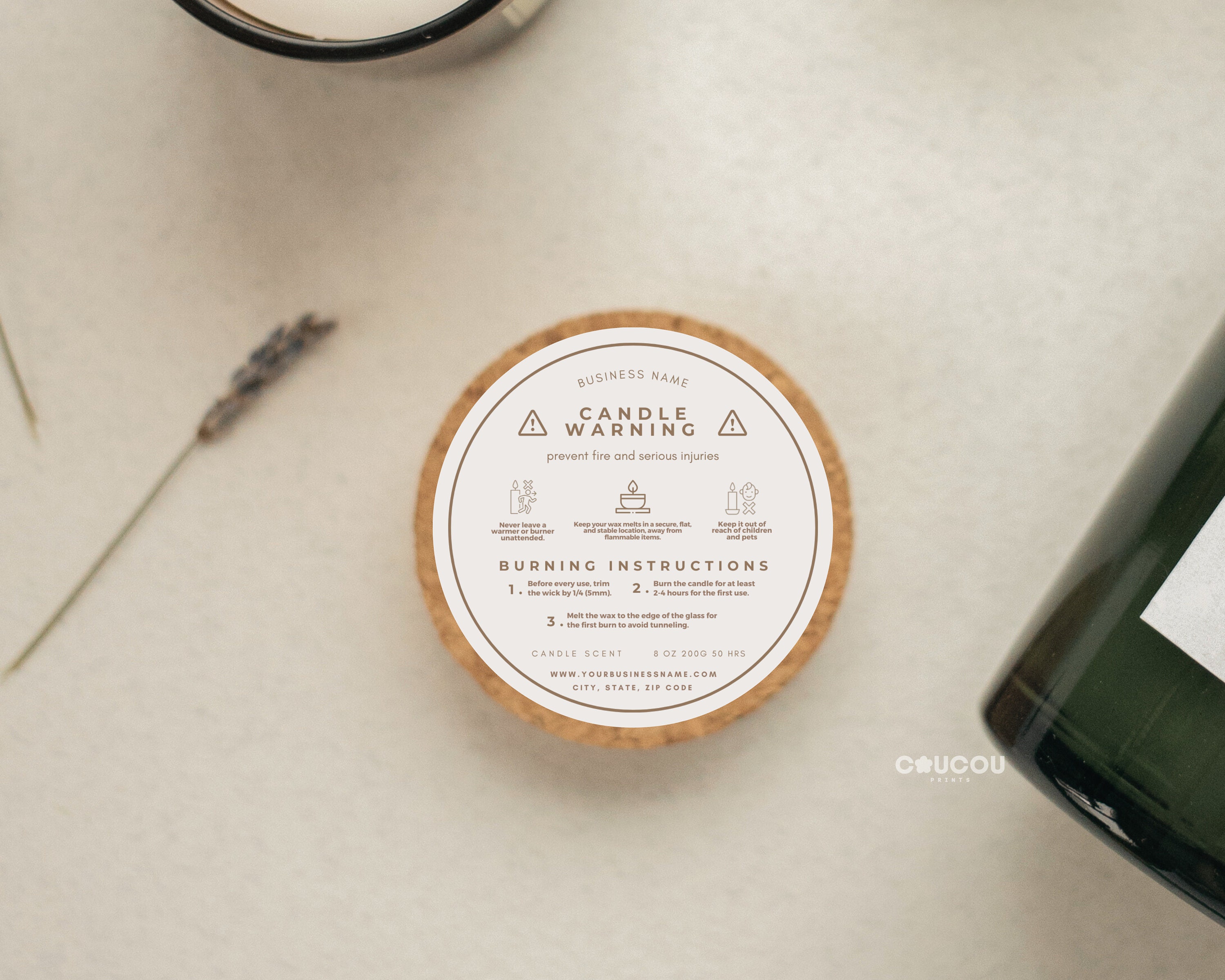 Editable Candle Warning Label Canva Template, Printable Candle Safety ...