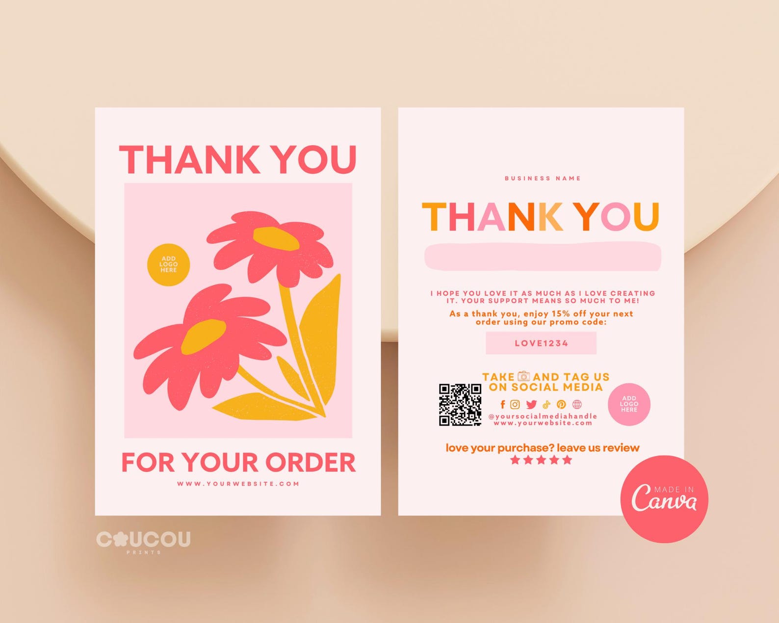 Printable Business Thank You Card Template, Editable Thank You for Your ...