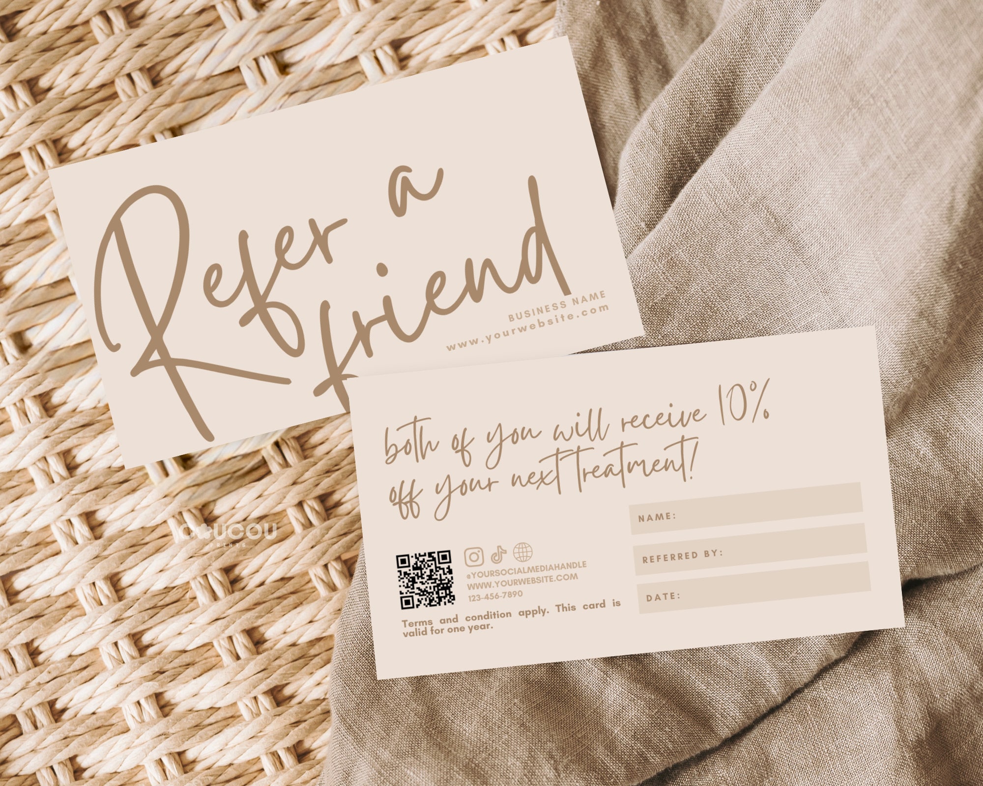Refer a Friend Card Template, Customer Loyalty Referral Card, Modern ...