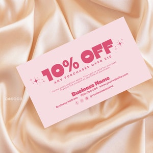 Pink Retro Coupon Card Template, Printable Business Coupon Canva Card ...