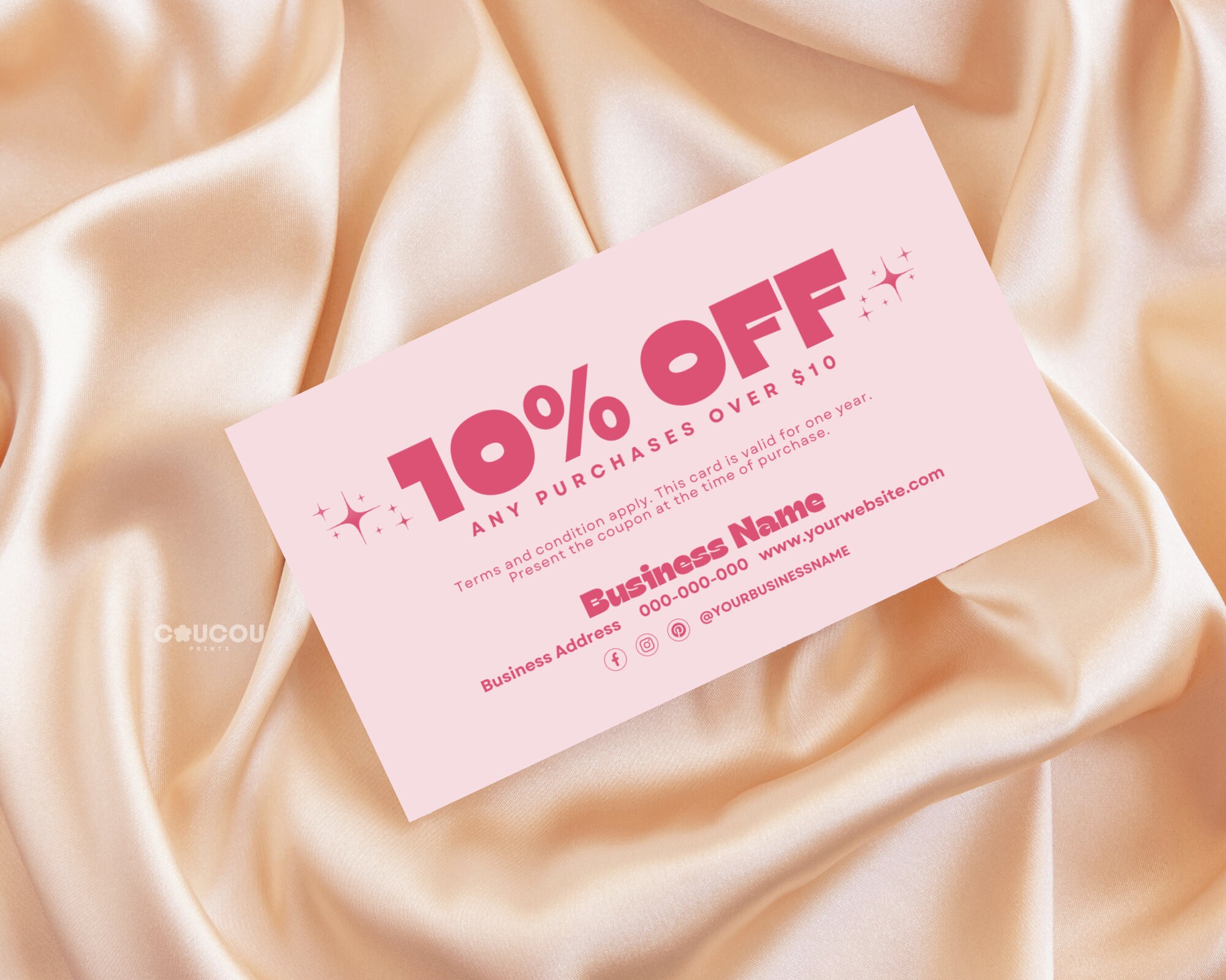 Pink Retro Coupon Card Template, Printable Business Coupon Canva Card ...