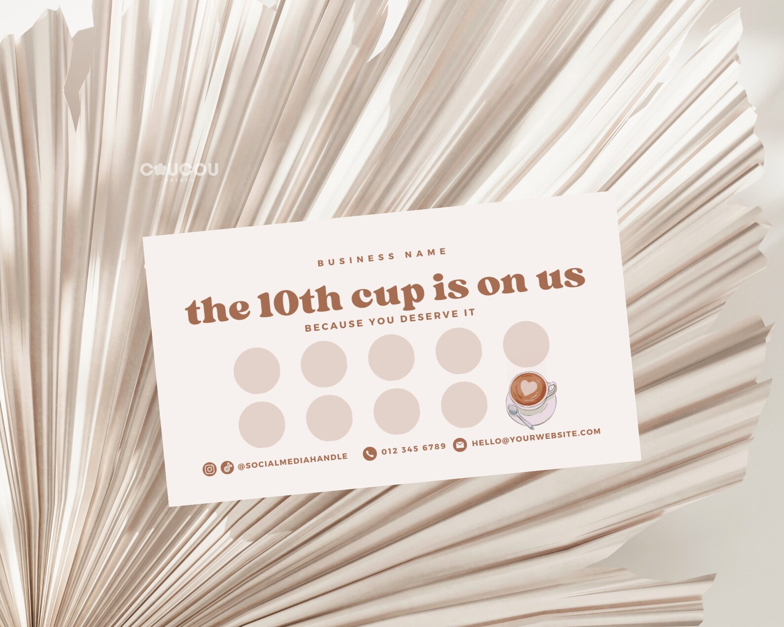 Editable Cafe Loyalty Card Template, Printable Rewards Card Design ...