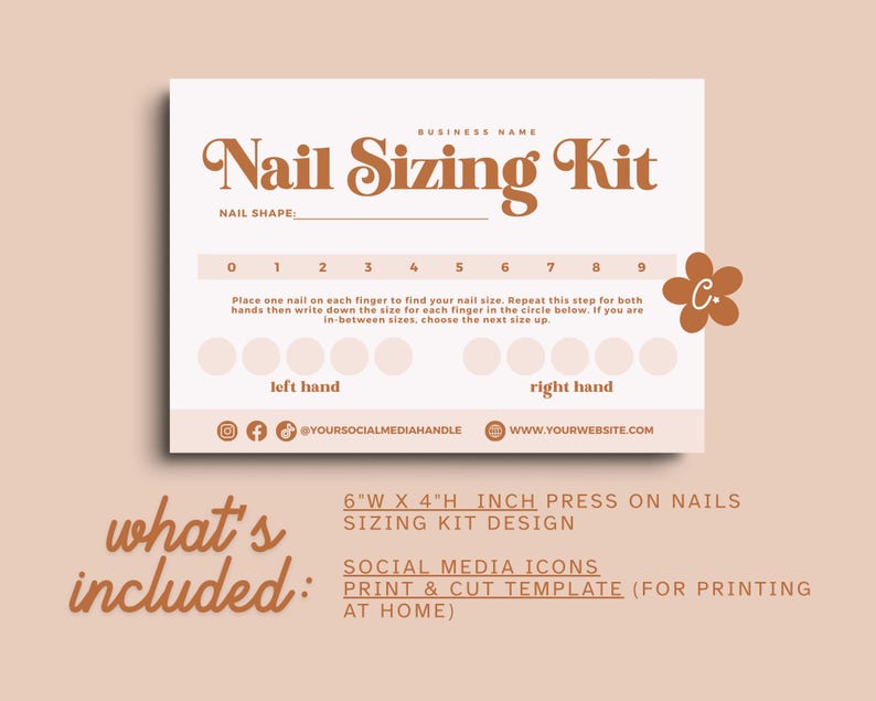 Press on Nails Template Card, Printable False Nail Sizing Kit Design ...