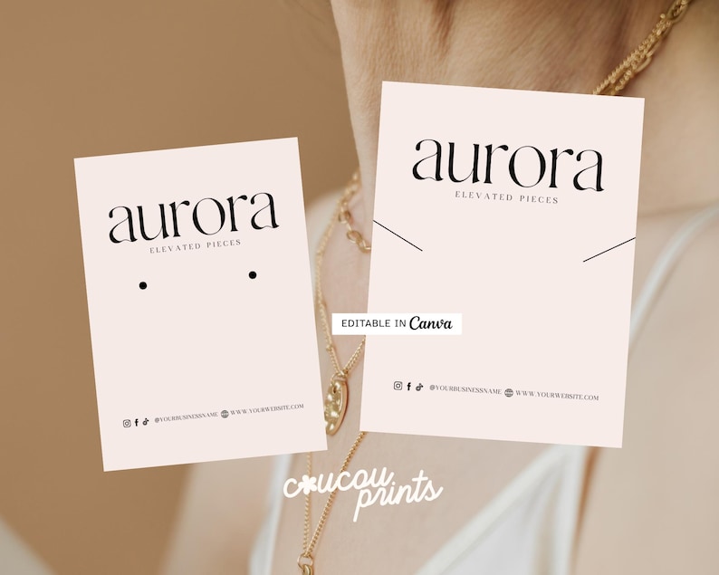 Custom Jewelry Display Card Template, DIY Editable Earring Card ...